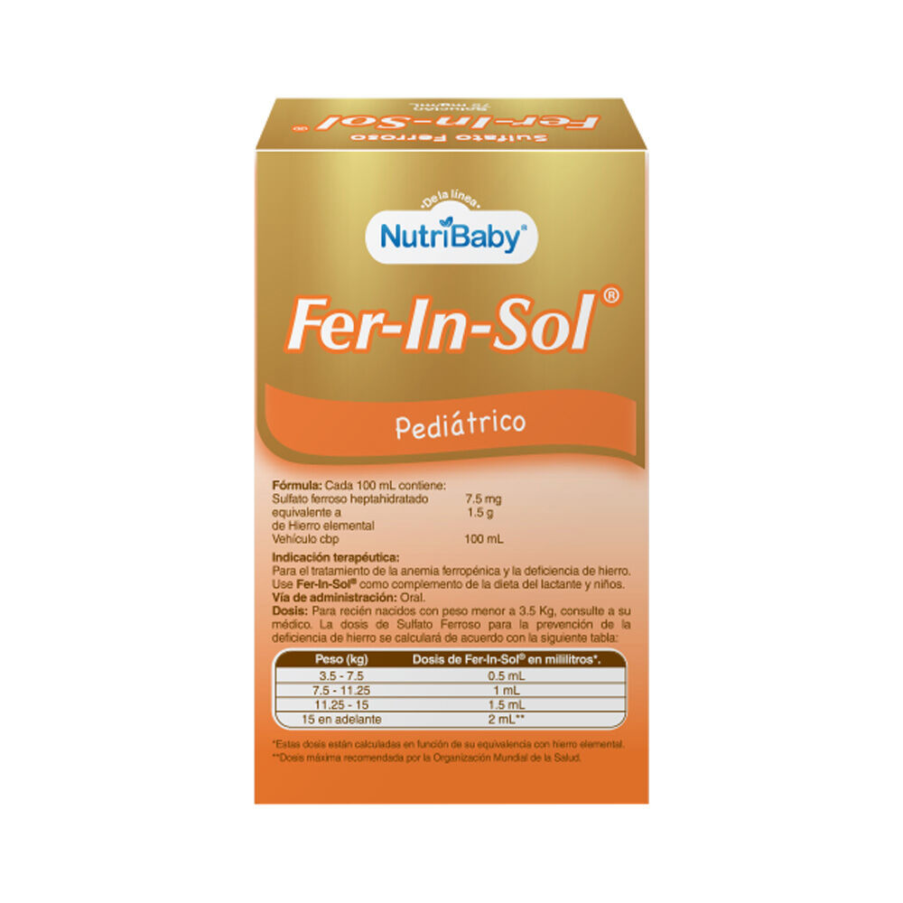 FER-IN-SOL Pediátrico 75 mg - Frasco con gotero de 50 mL (Hierro)