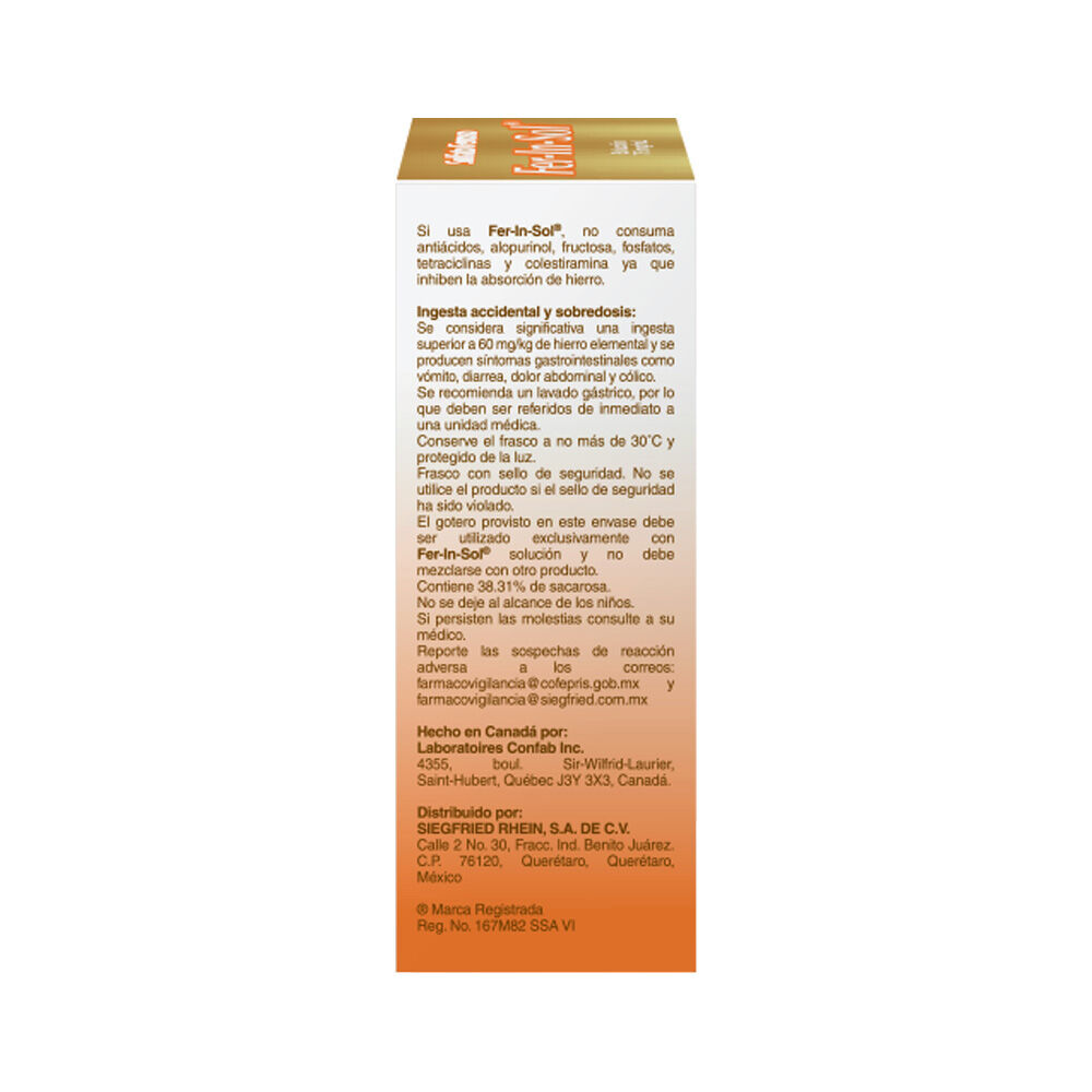 FER-IN-SOL Pediátrico 75 mg - Frasco con gotero de 50 mL (Hierro)