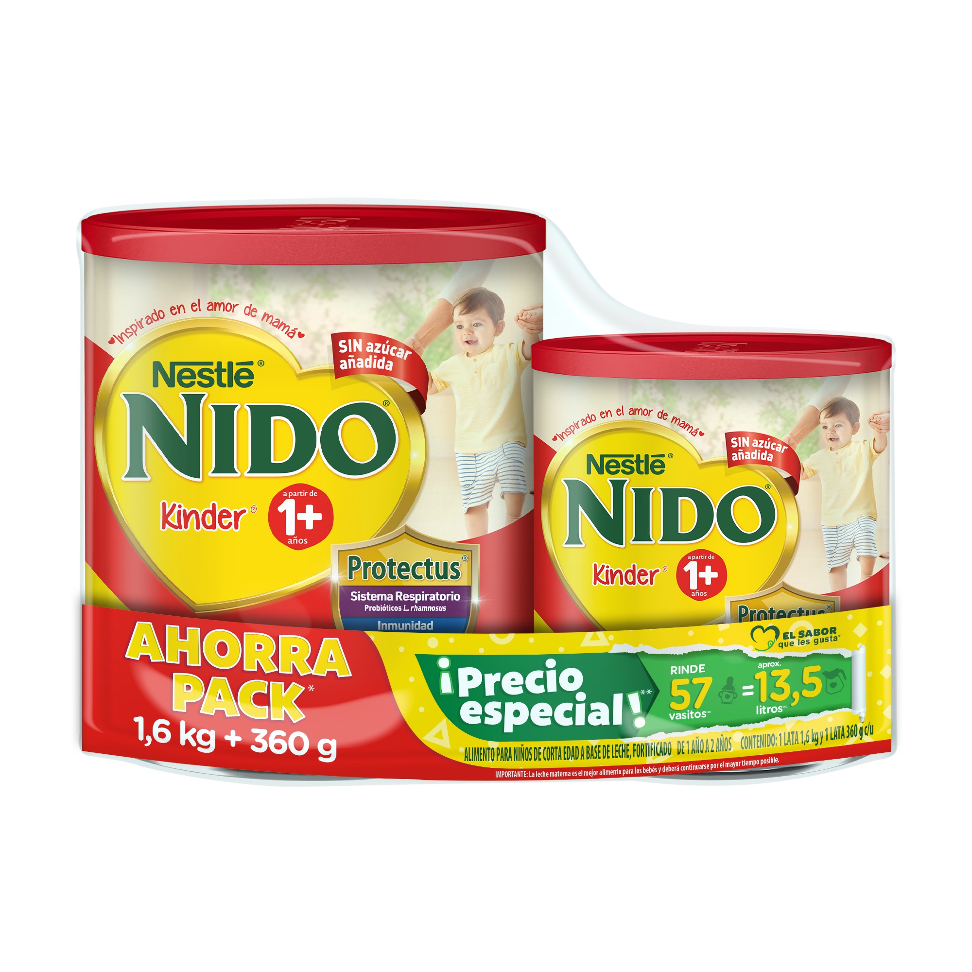 Alimento Para Niños de Corta Edad Nido Kinder 1+ 1 lata de 1.6kg + 1 ...