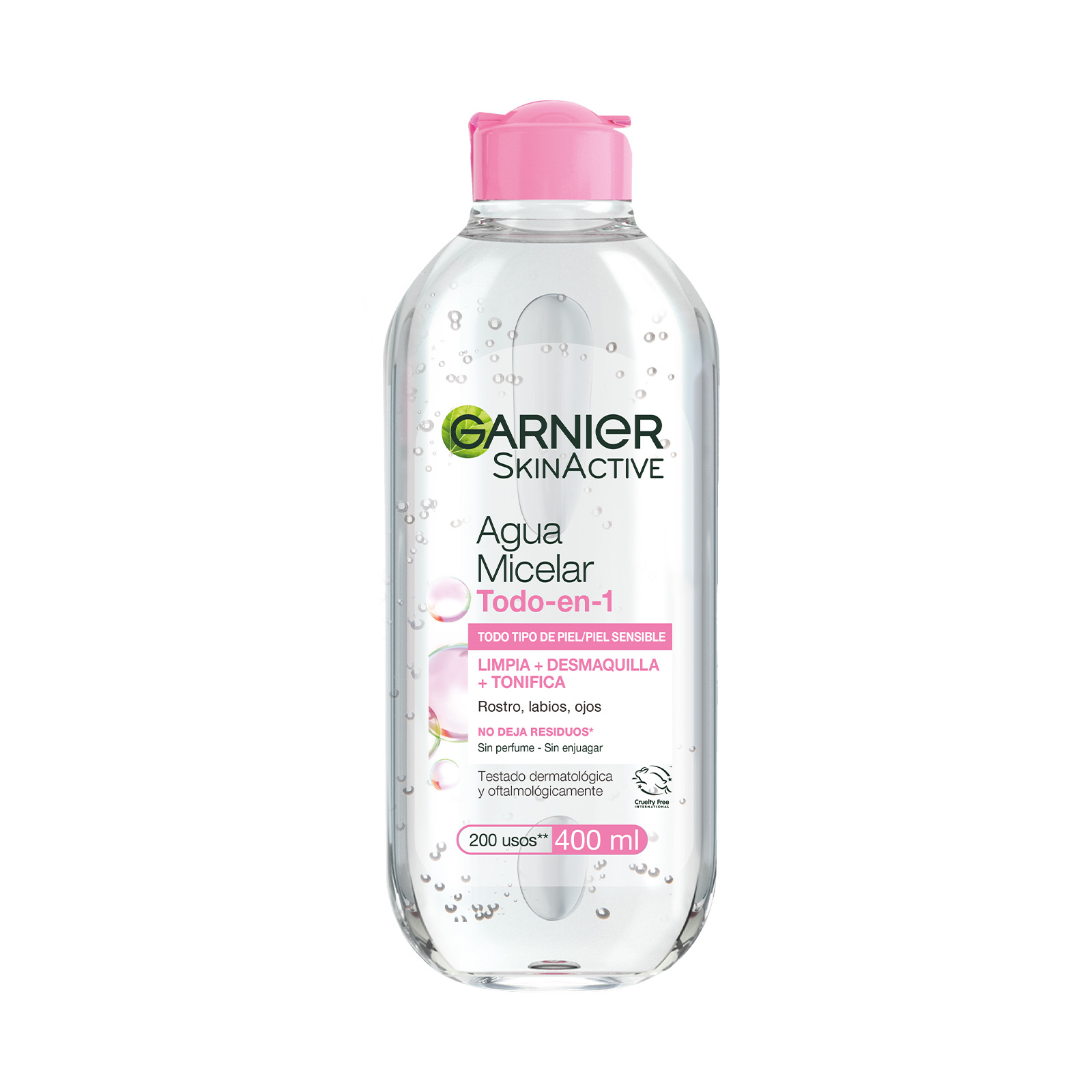 Agua Micelar Garnier Skin Active Desmaquillante Rosa 400 Ml