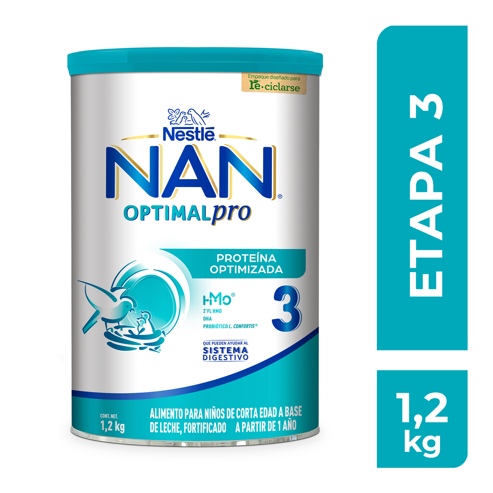 Fórmula Infantil NAN 3 Optimal Pro, 1 a 2 Años, 1.2kg
