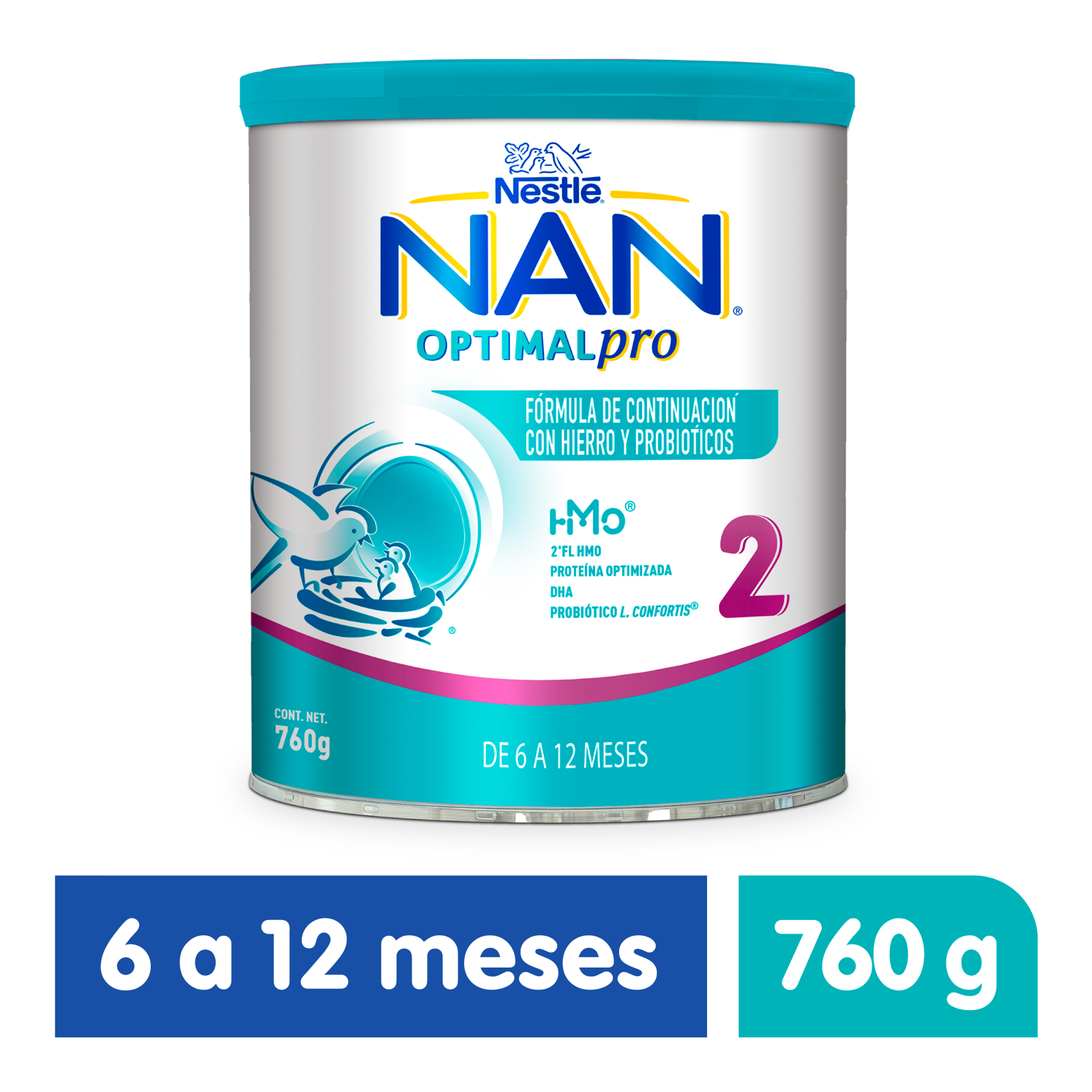 Fórmula para Lactantes NAN 2 Optimal Pro, 6 a 12 Meses, 760g