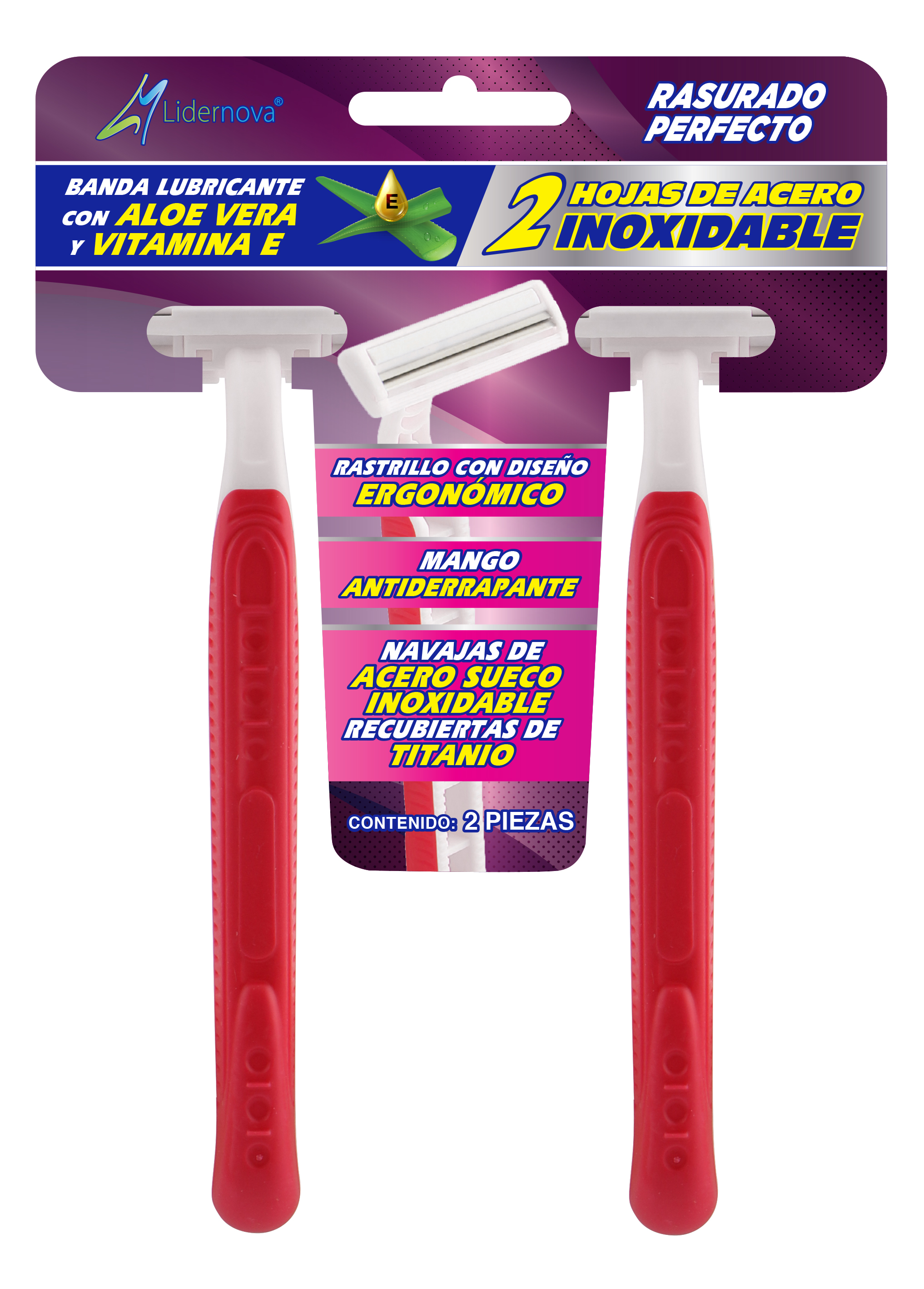 Lidernova Rastrillo Dama 2 Hojas 2 Pzas
