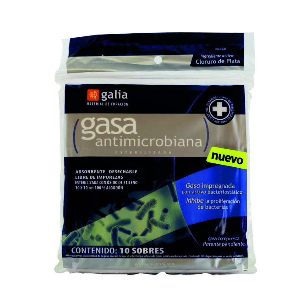 Galia Textil Gasa Antimicrobian 10 Pzas