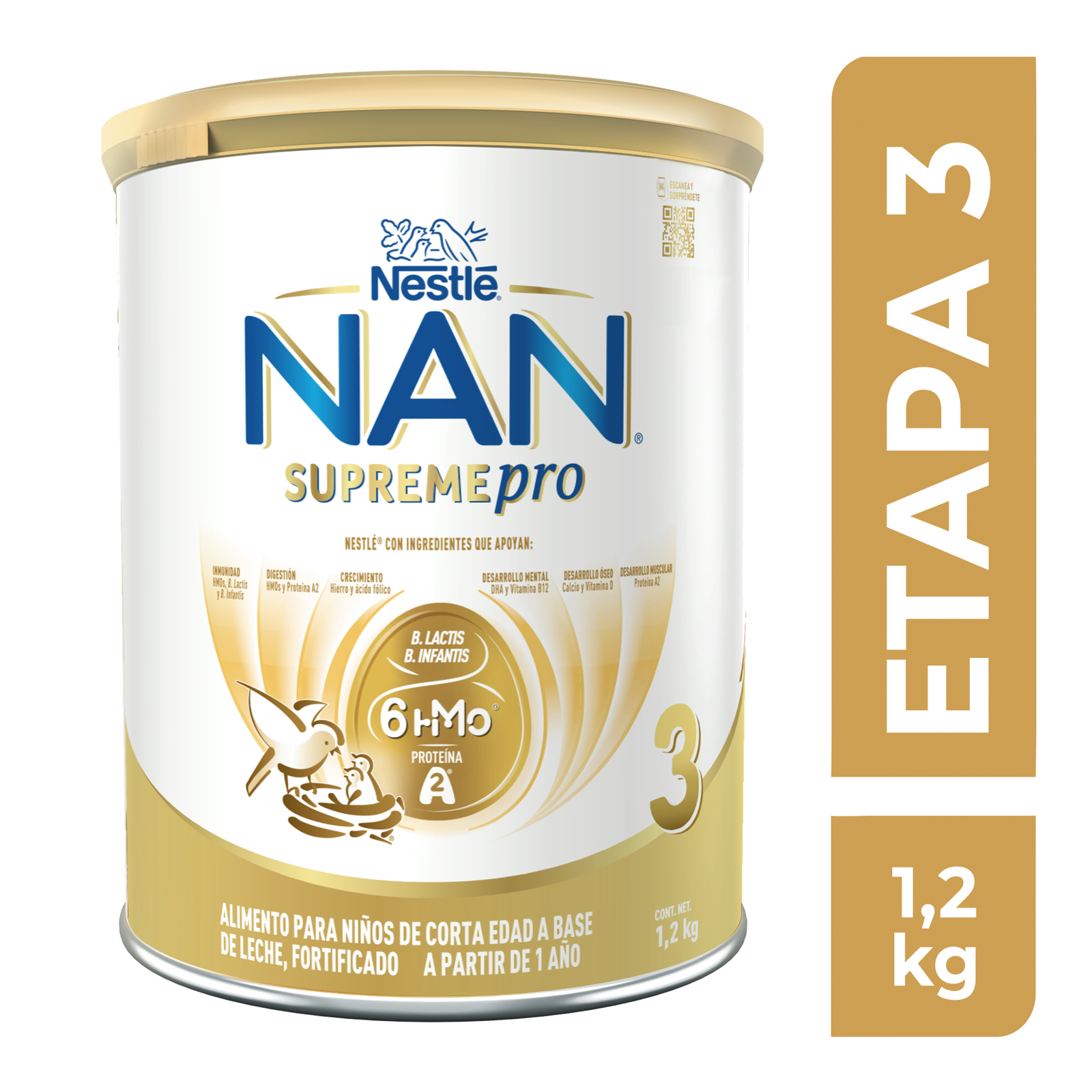 Fórmula Infantil NAN 3 Supreme Pro, a partir de 1 Año, Lata 1.2kg
